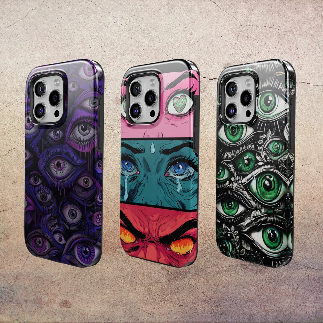 Creepy Eyes Phone Case Horror Grunge Art TOUGH Cover for iPhone 16e, 15 ...