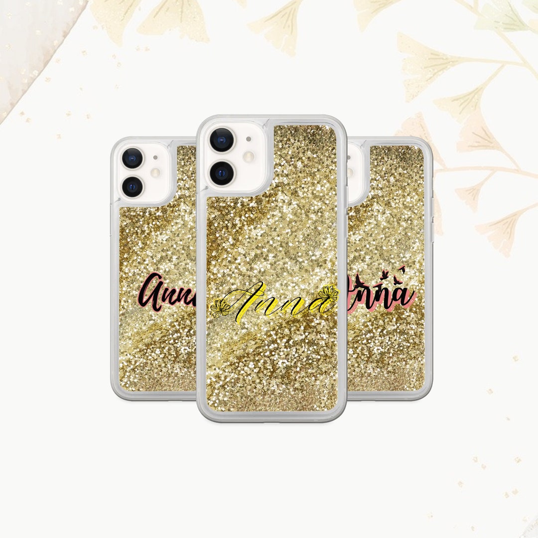 Custom Name Liquid Phone Case, Personalized Glitter Cover for iPhone 15 ...