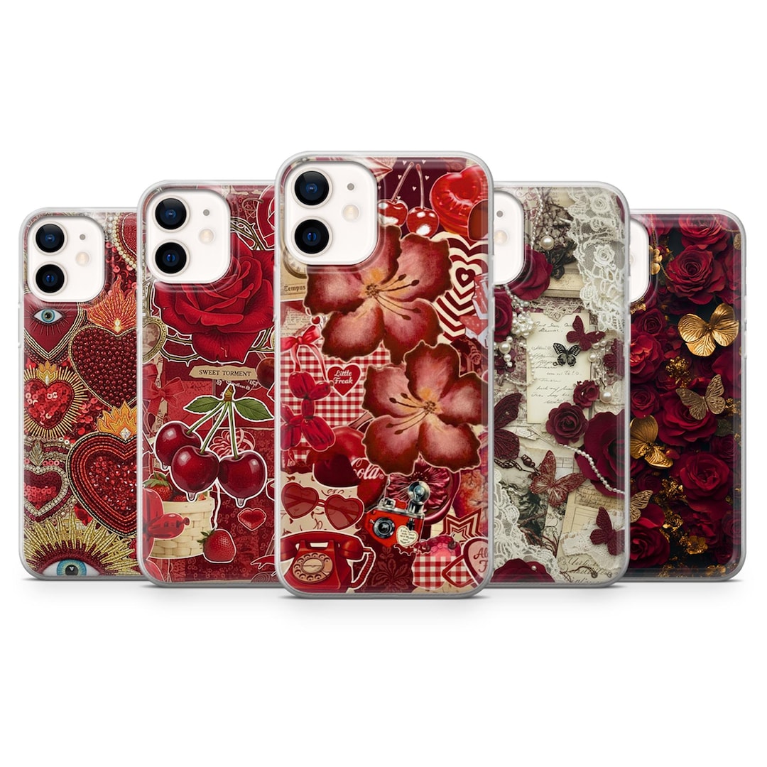 Red Coquette Collage Phone Cases RED Heart Cover TPU Gel for iPhone ...