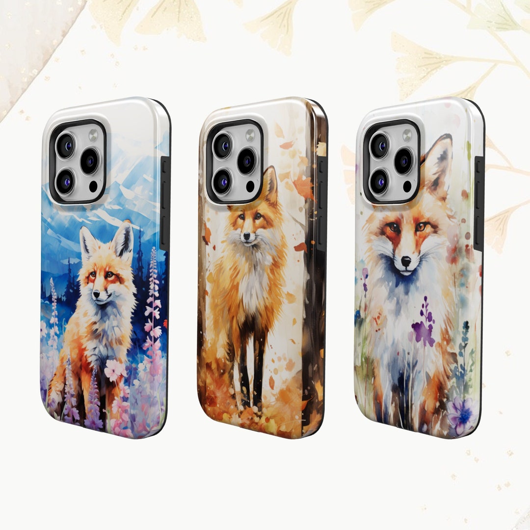 Watercolor Fox Phone Case Fox Art Cover for iPhone 16, 15pro, 14, 13 ...