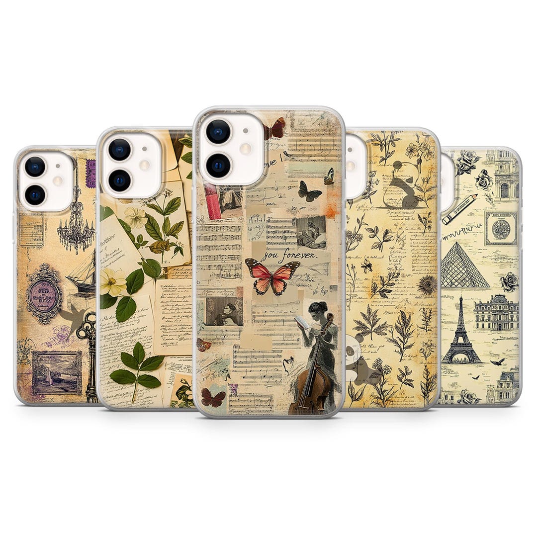 Vintage Scrapbook Collage Art Phone Case TPU Gel Cover for iPhone ...