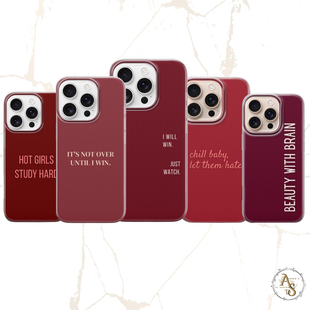 Dark Burgundy Phone Case Solid Color Quotes Cover TPU Gel for Iphone ...