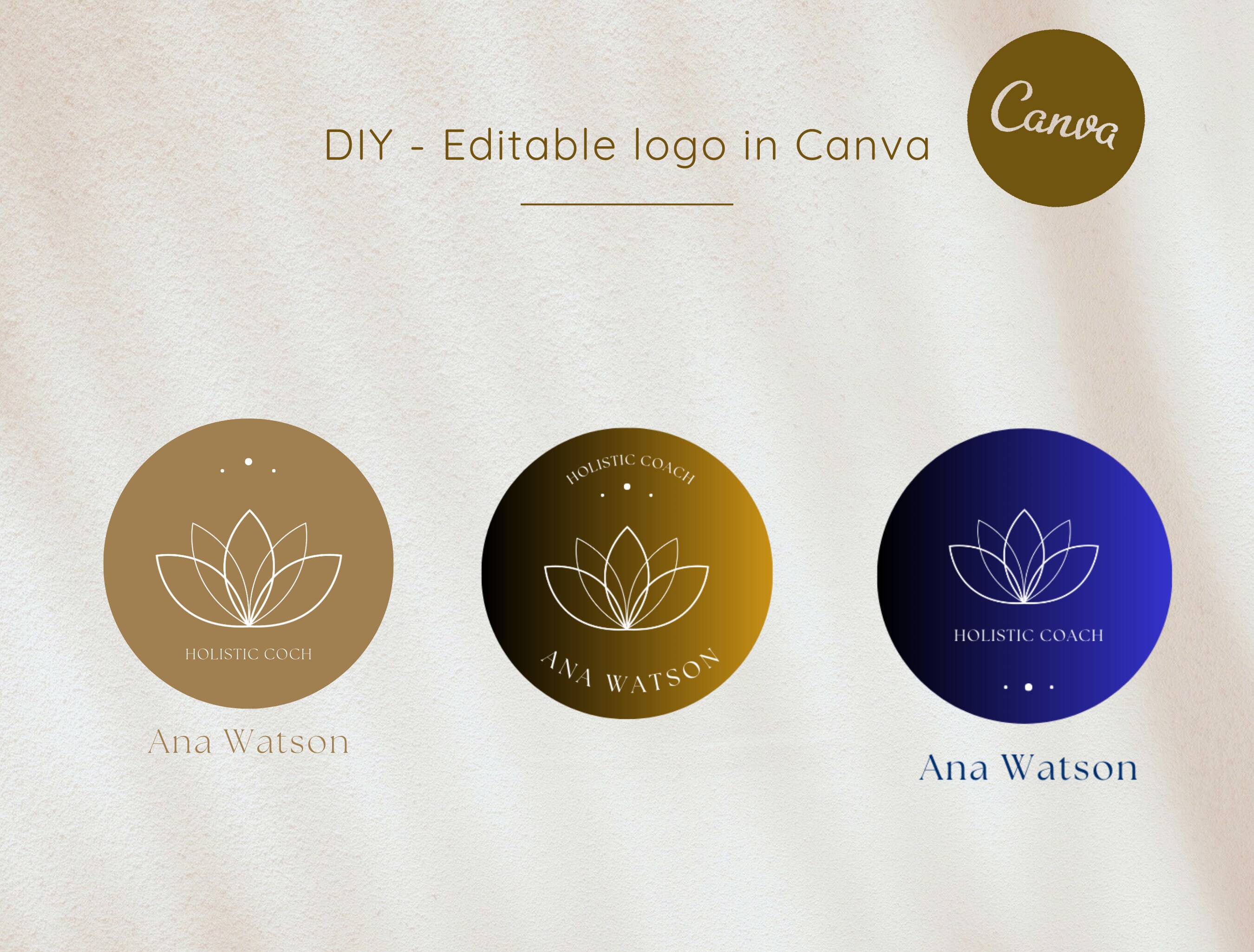 Holistic Logo Coach Logo Lotus Logo Canva Boutique Logo DIY Design ...