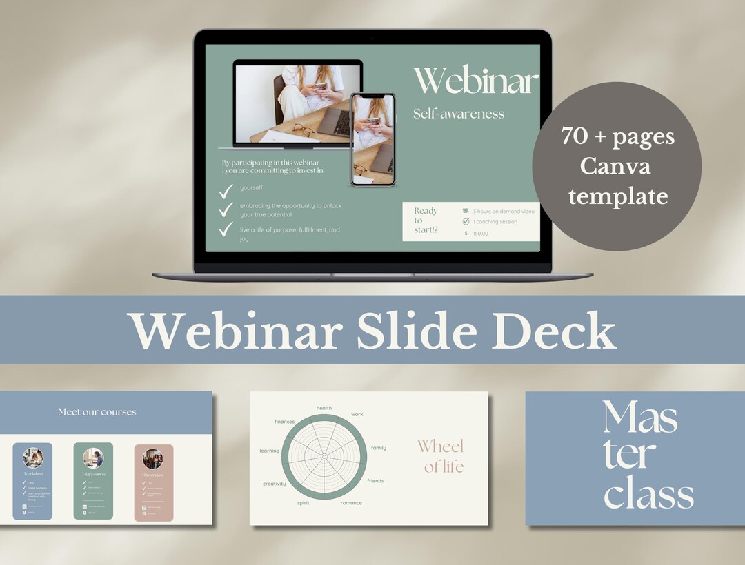 Pastel Slide Deck Template for Coaches Elegant Masterclass and Webinar ...