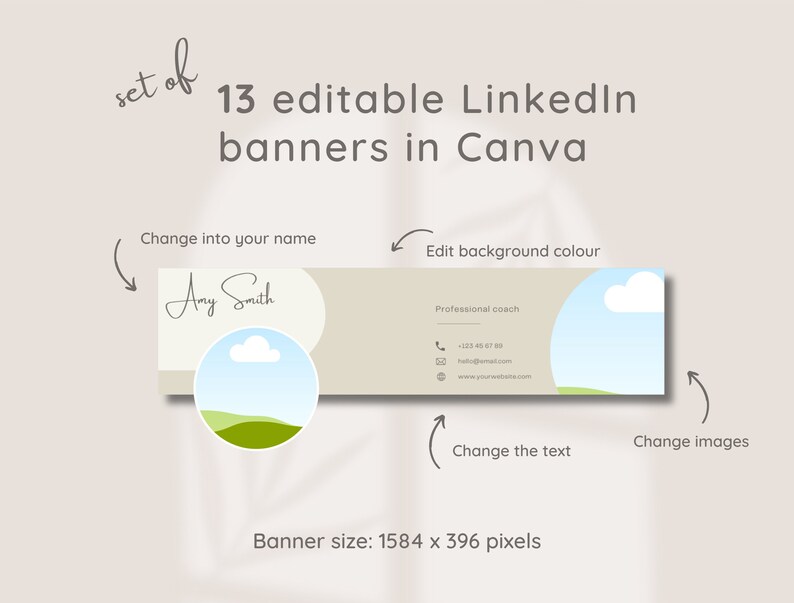 Linkedin Banner Canva Linkedin Template Professional Banner Editable ...