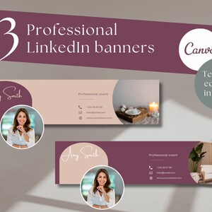 Editable Professional Linkedin Banner, Linkedin Banner With Contact ...