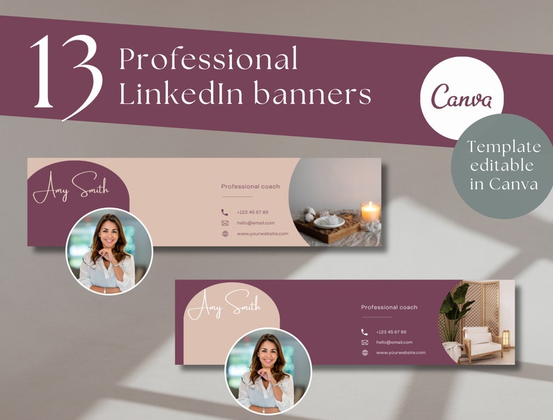 Editable Professional Linkedin Banner, Linkedin Banner With Contact ...