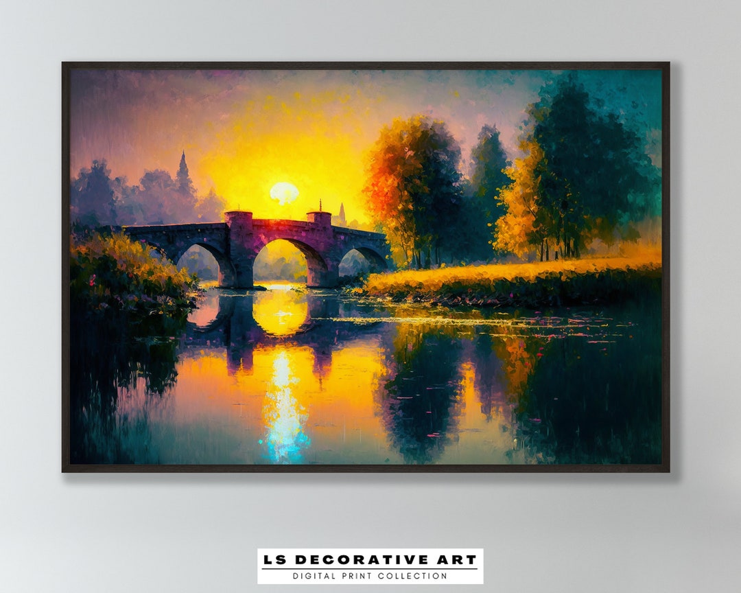 Impressionist Bridge Landscape - Printable Wall Art, Home Decor ...