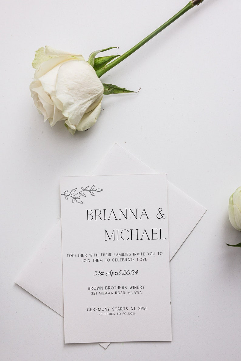 Simple Elegant Wedding Invitation Template Customisable - Etsy