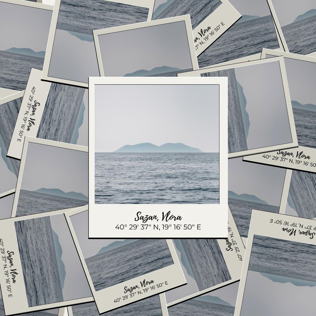 Polaroid Sticker Island Sazan | Coastal Albania Photo Vinyl Decal | for ...