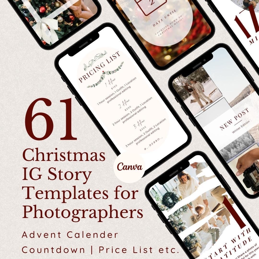 61 White Instagram Templates for Photographers Advent Calendar, Sneak ...