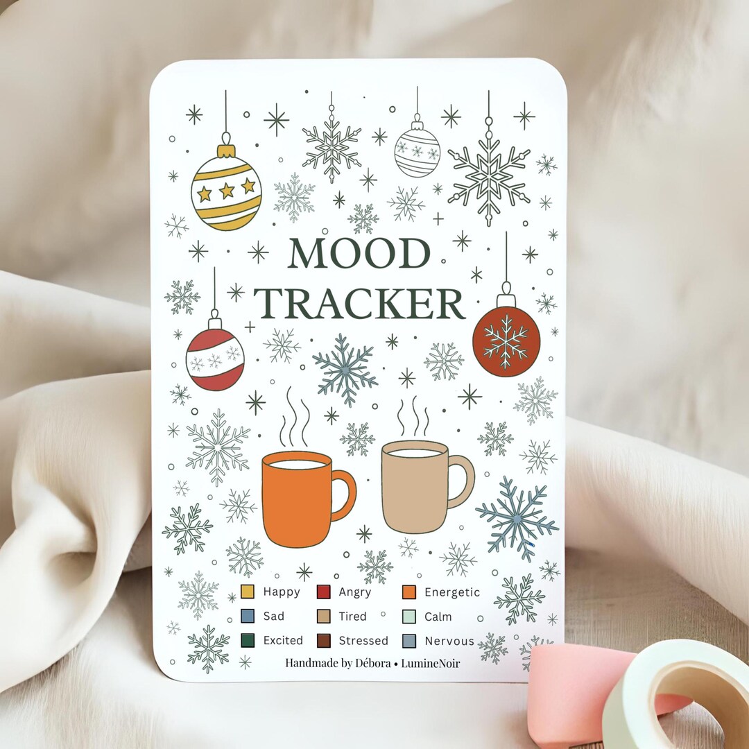 Winter Mood Tracker Sticker Set: Christmas Journal Insert for Self-care ...