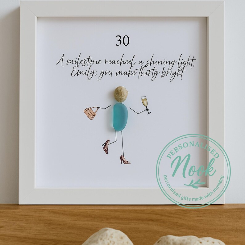 Personalised Pebble Art Frame | Birthday Gift | Milestone Celebration ...