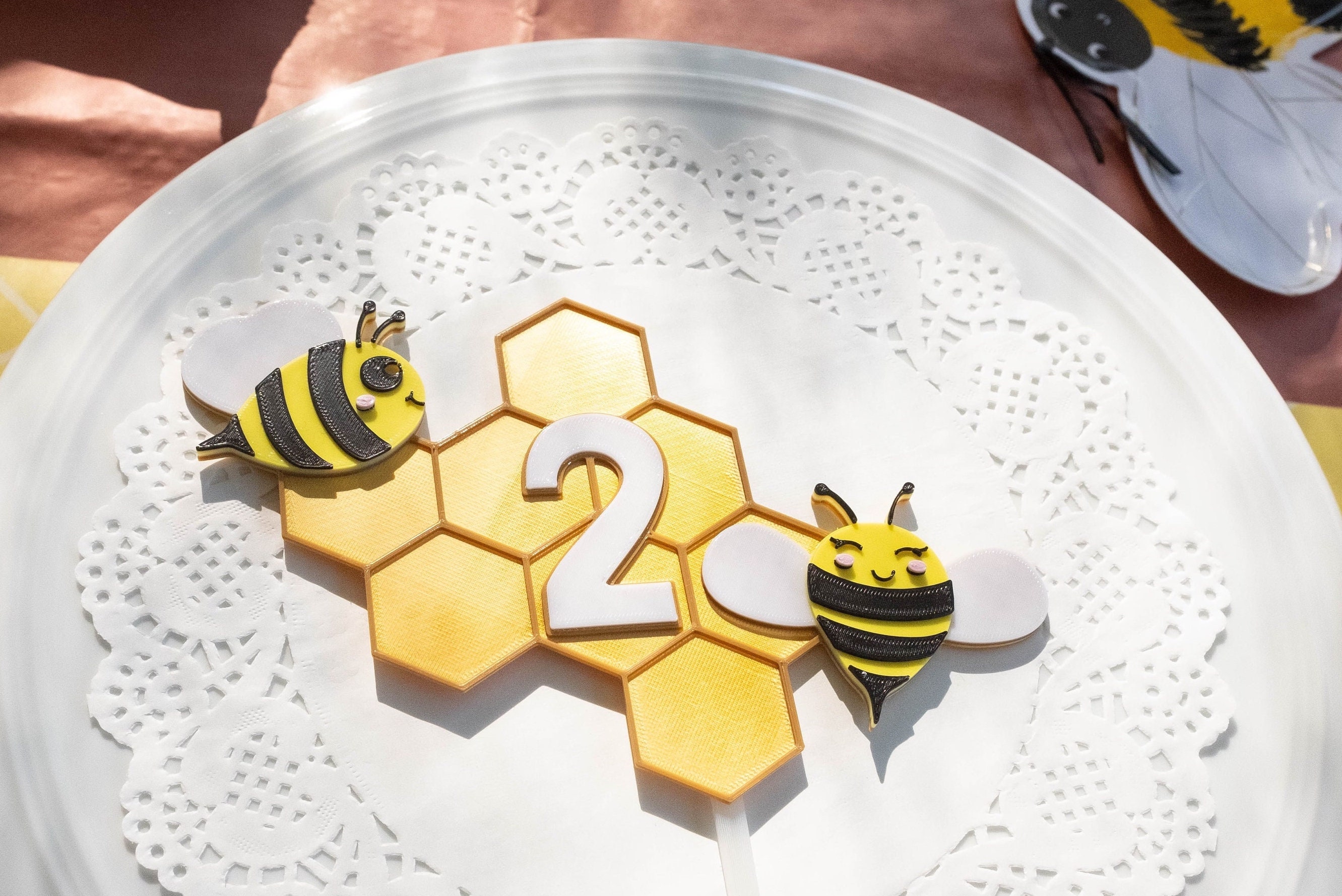 Honey Bee Honeycomb 3D Printed Cake Topper Customisable Number. - Etsy