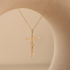 Cross Name Necklace, Baptism Gift, Personalized Cross Necklace With ...