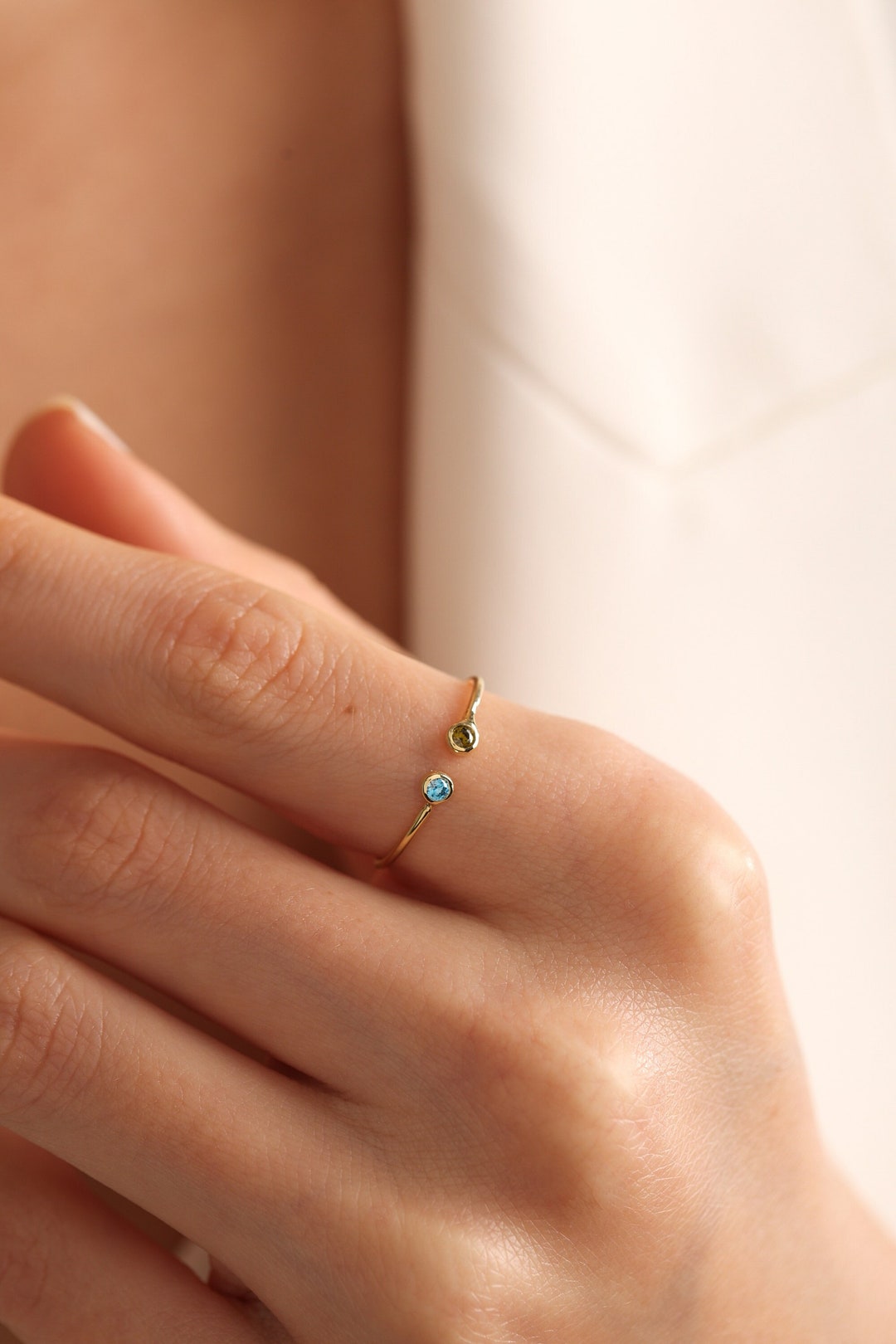 Dainty Birthstone Ring, Mothers Day Gift , Adjustable Ring, Anniversary ...