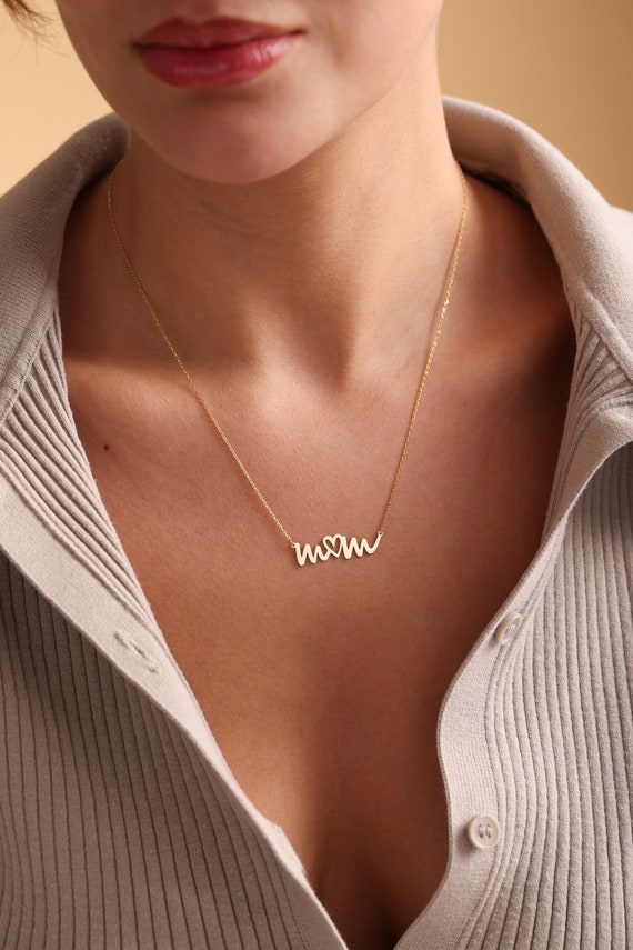 14k Solid Gold Dainty Mom Necklace Necklace for Mom Perfect Gift for Mom Mother s Day Gift Gift for Mother Mothers Necklace Etsy