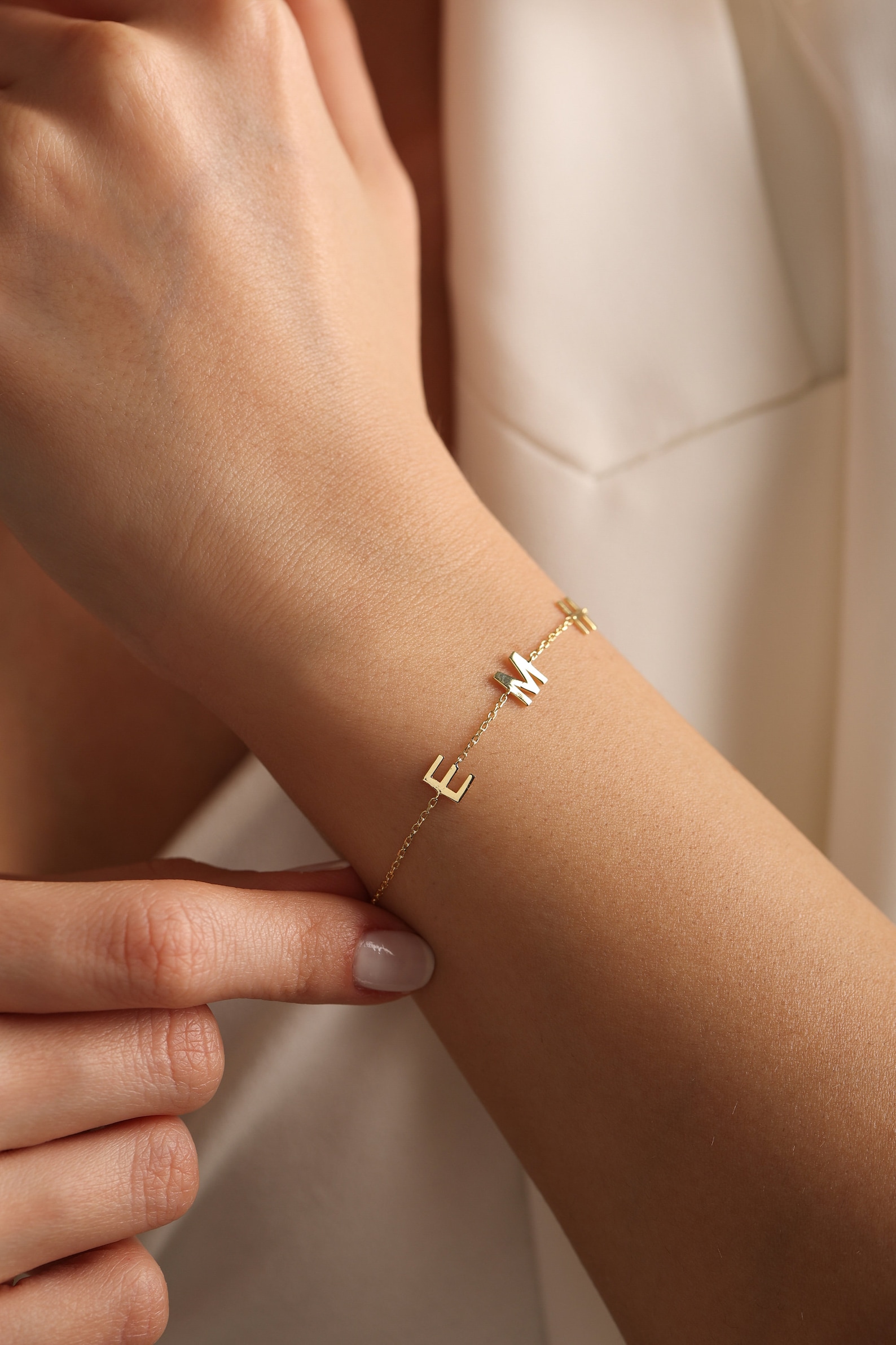 Birthstone Initial Bracelet: Personalized Gold Filled Charm Bracelet - Etsy