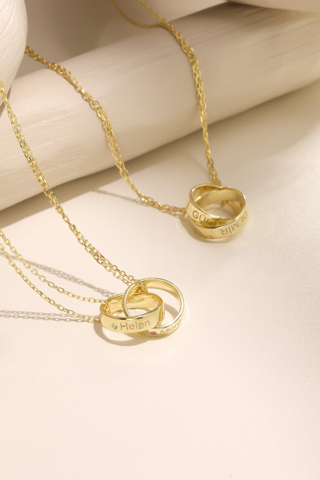 Engraved Interlocking Circles Necklace, Couples Necklace, Personalized ...