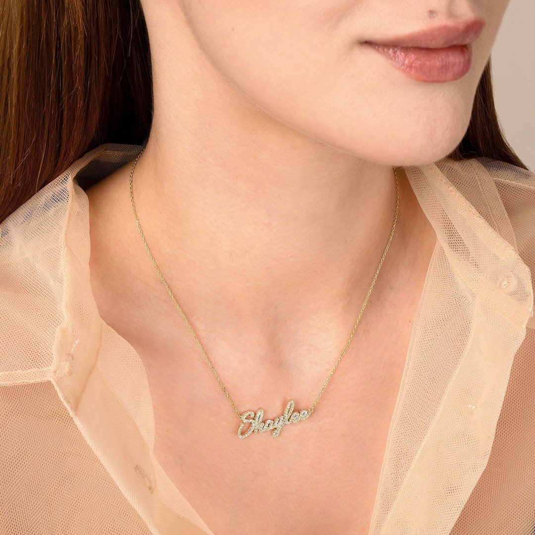 Gold Name Necklace, Personalized Gift, Personalized Jewelry, Diamond ...