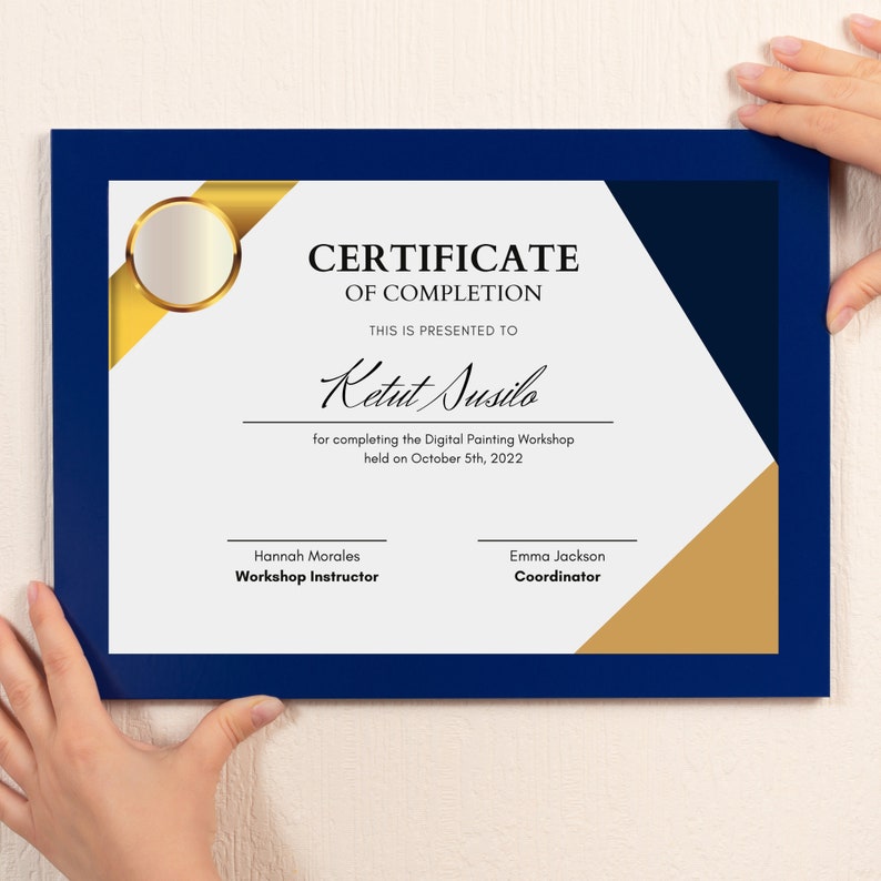 Certificate of Completion Template, Printable Certificate, Editable ...