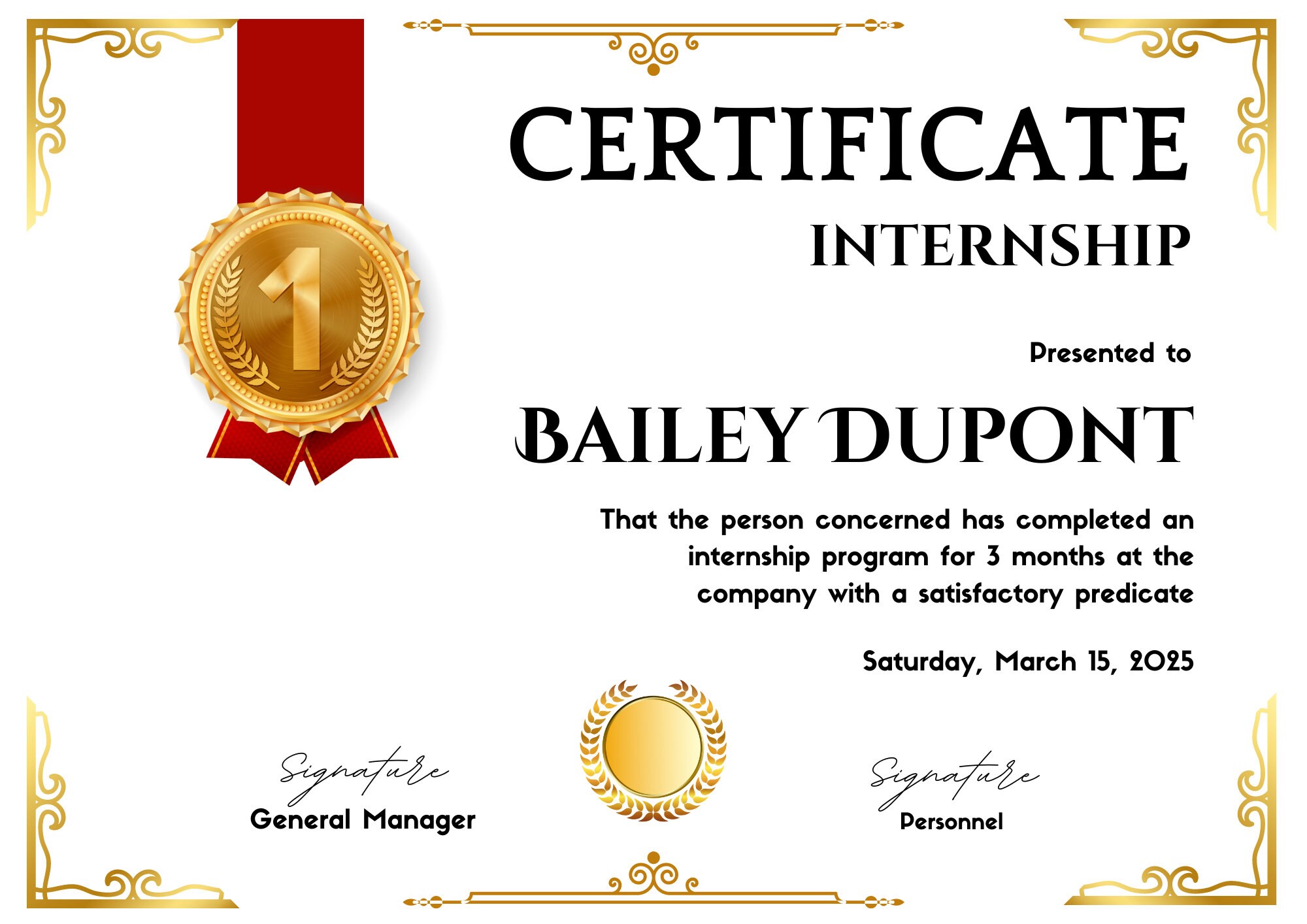 Certificate of Internship Template, Editable Certificate of Completion ...