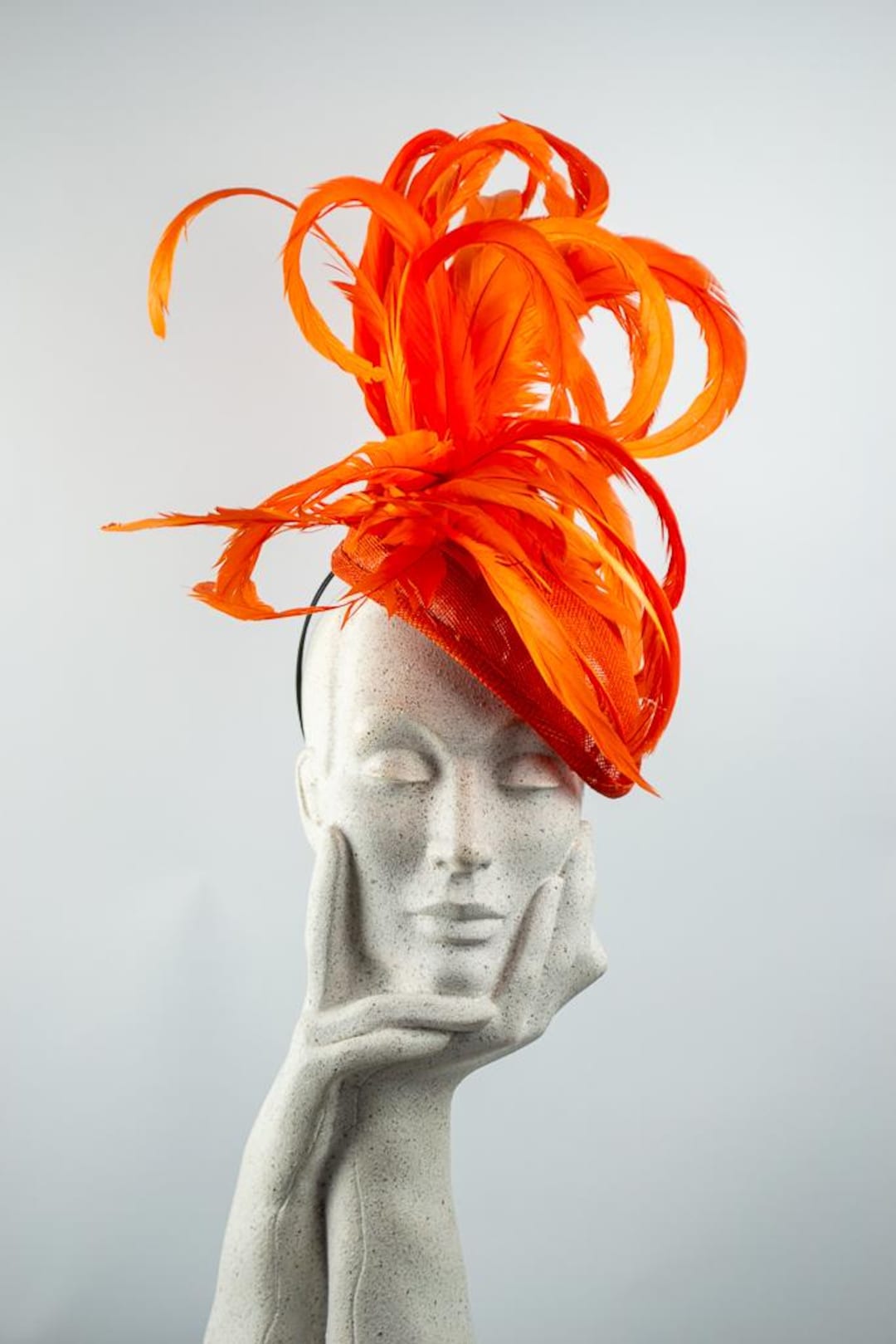 Bright Orange Feather Pill Box Fascinator/headpiece by British Milliner ...