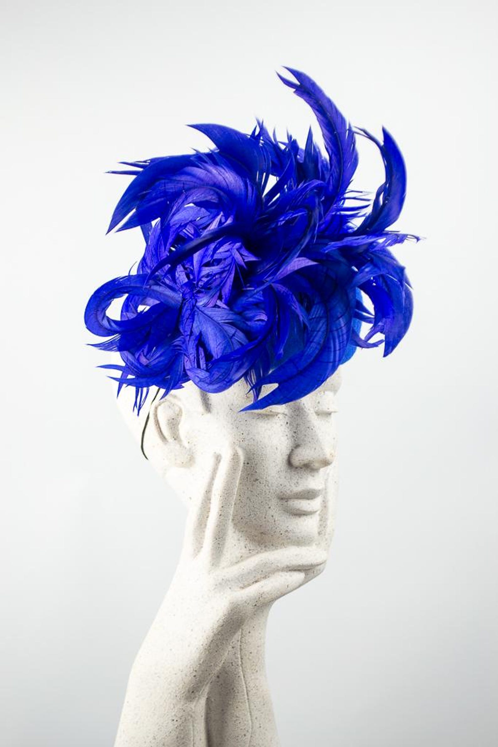 Sapphire Blue Pill Box Feather Fascinator/headpiece by British Milliner ...