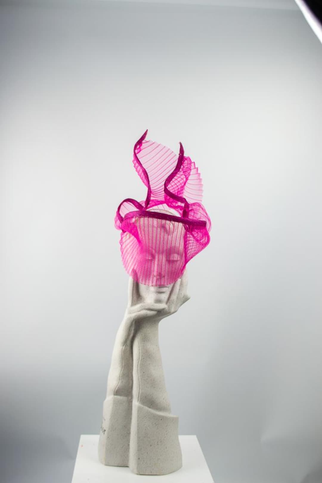Pink Crin Net Wire Sculptured Face Fascinator/headpiece by British ...