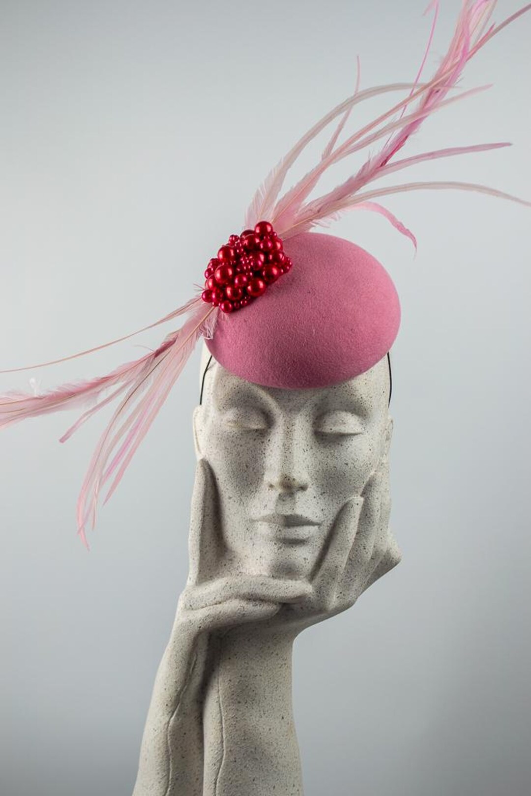 Pink & Raspberry Felt Pearl Pill Box Fascinator/headpiece by British ...