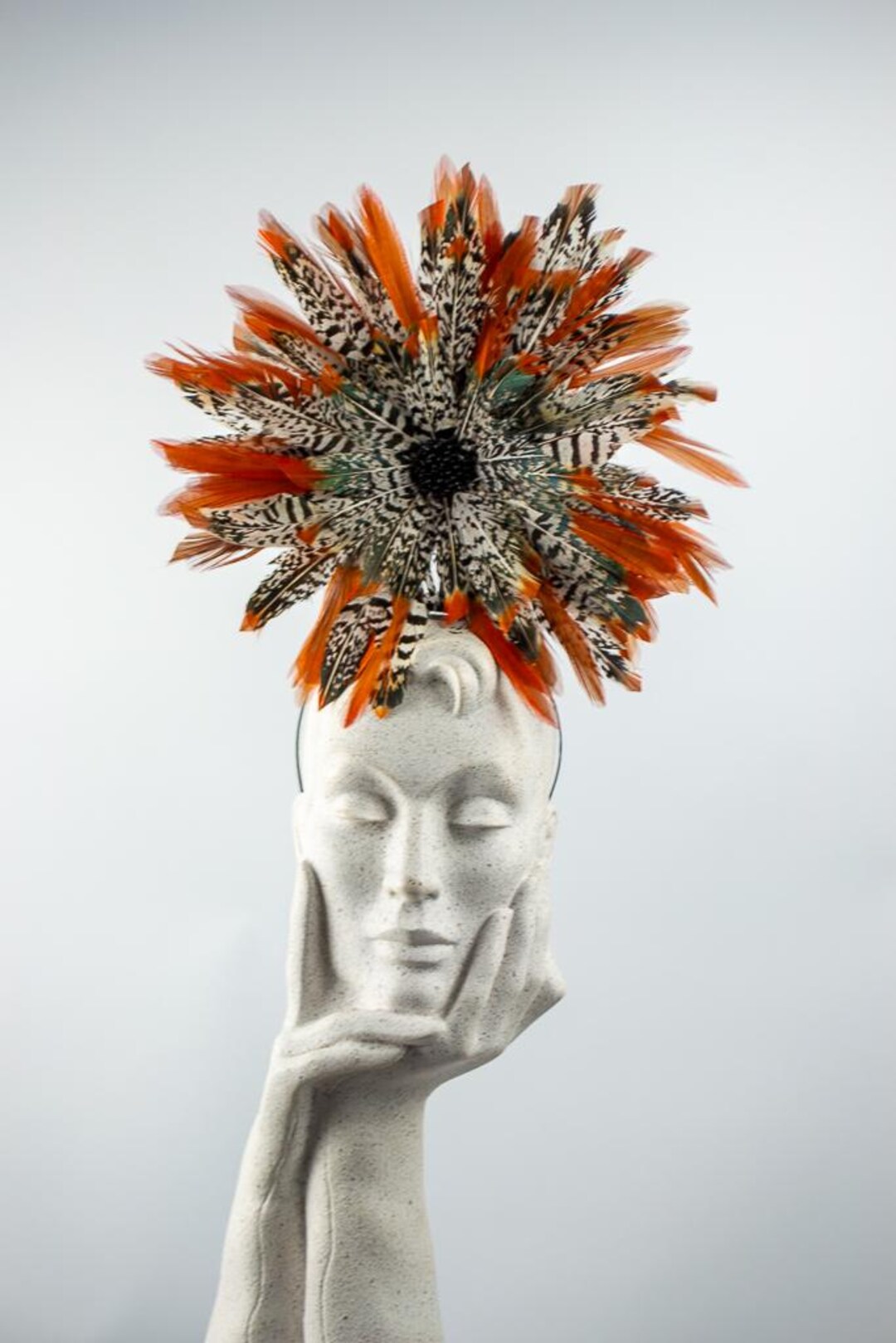 Bright Orange Tiger Fascinator/headpiece by British Milliner Carrie ...