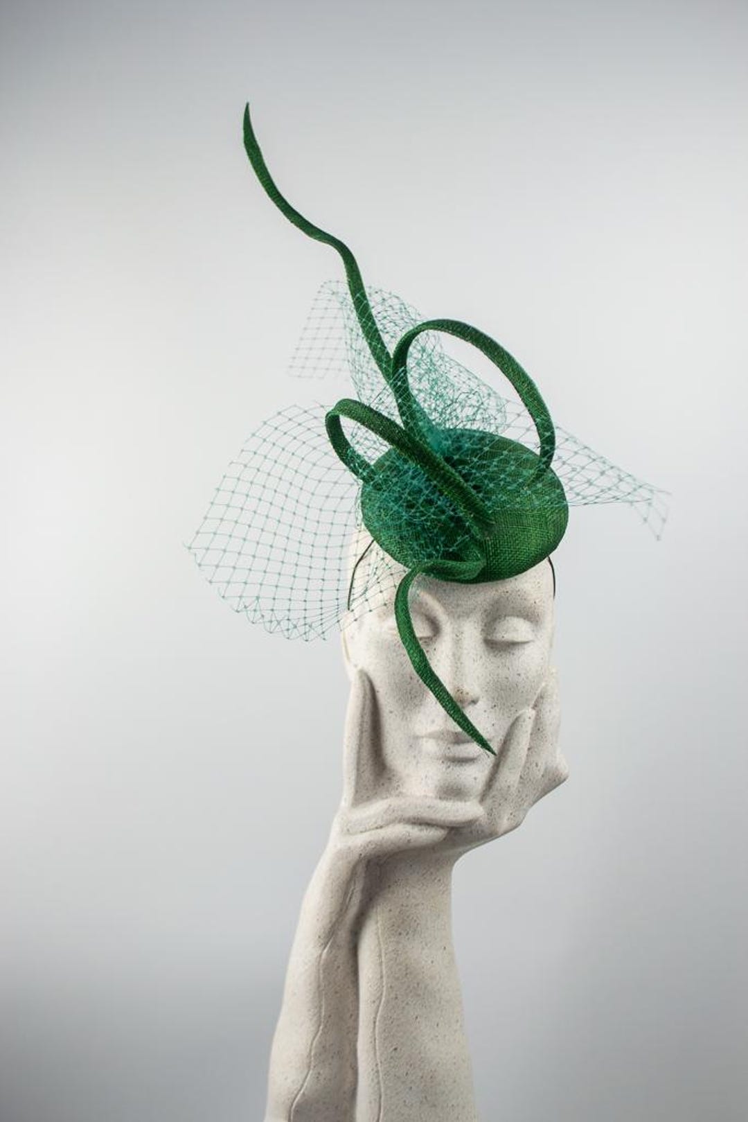 Green Sinamay Bias Wire Sculptured Fascinator/headpiece by British ...