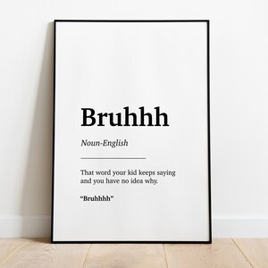 Bruh Boys Room Prints Kids Room Decor Dictionary Definition Kids Slang ...