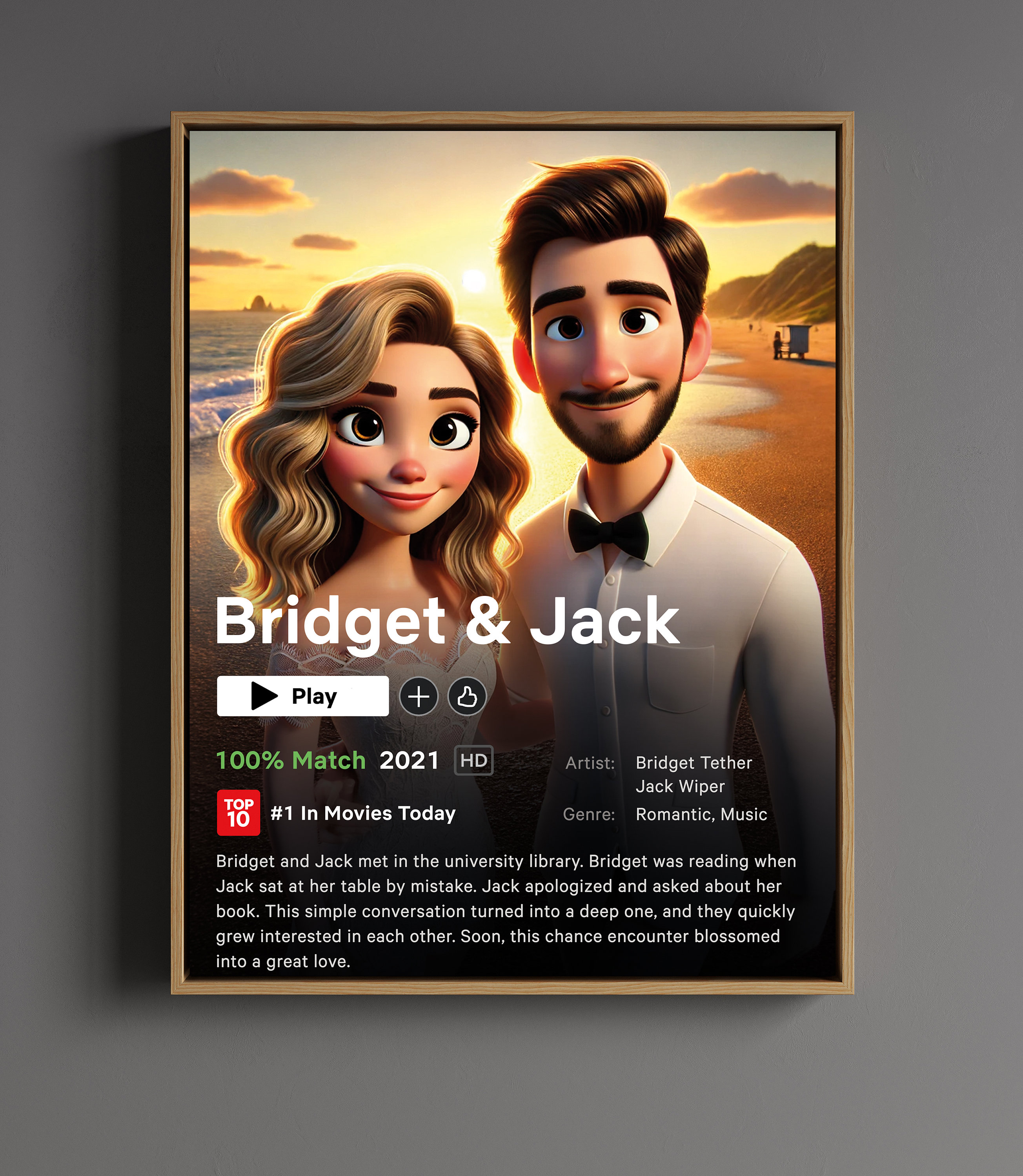 Netflix Pixar Movie Poster Personalized Animation Print From Your Photo ...