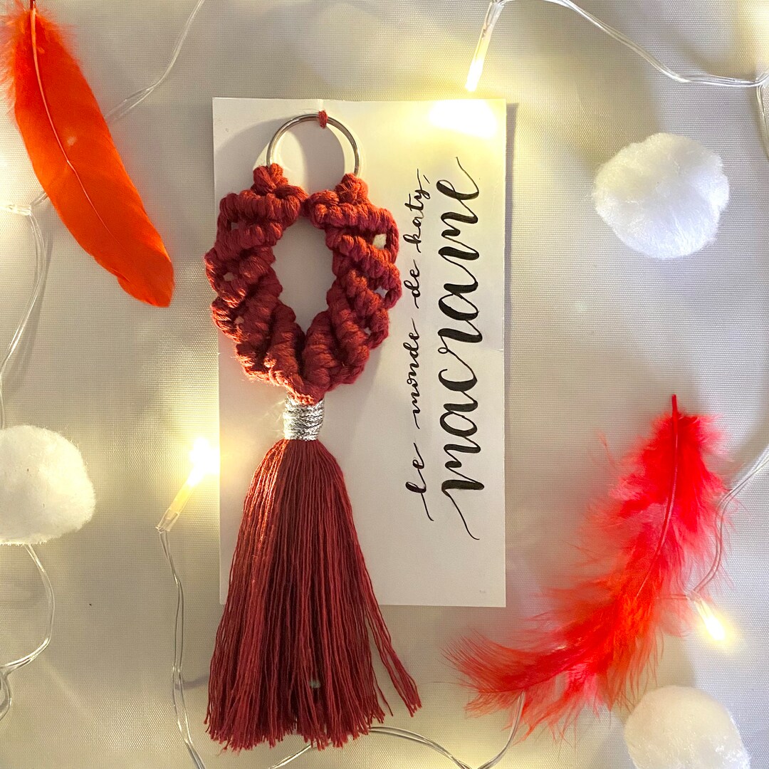 Personalized Mini Macrame Keychain, Boho Key Holder, Unique Key Ring ...