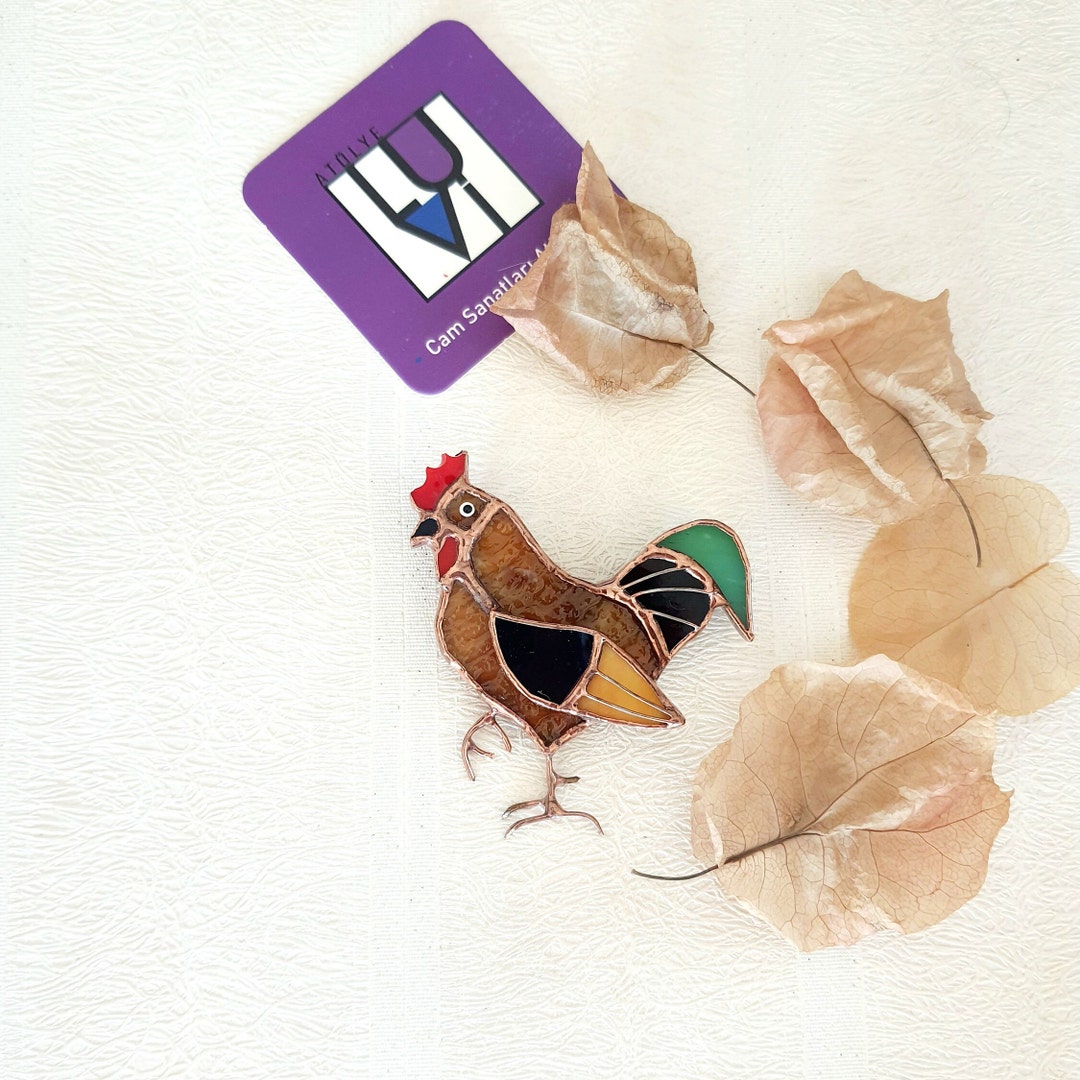 Colorful Rooster Brooch , Charm , Symbol of Resurrection and Light ...