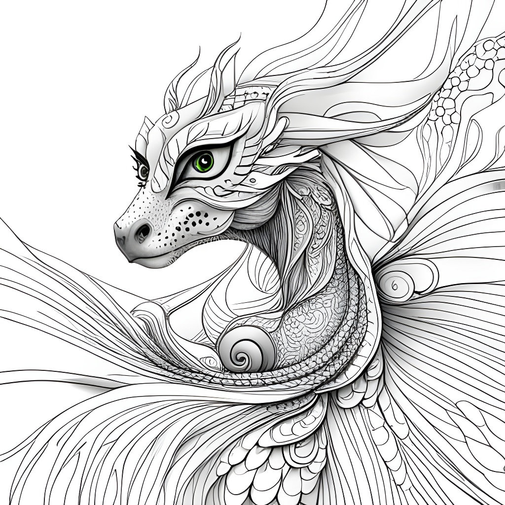 5 Coloring Pages for Adults and Teens to Relieve Stress, Young Dragon ...