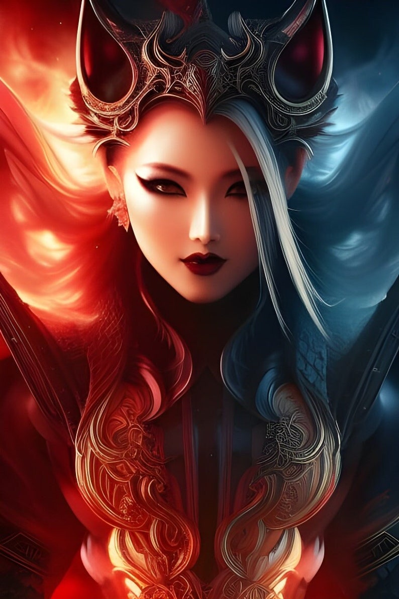 Portrait of a Shadow Kitsune, a Japanese Spirit Creature for Digital ...