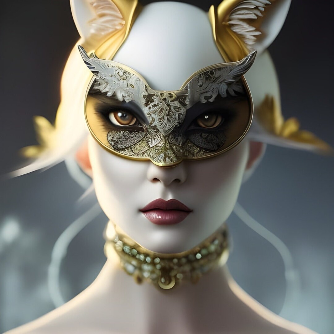 Portrait of a Shadow Kitsune, a Japanese Spirit Creature for Digital ...