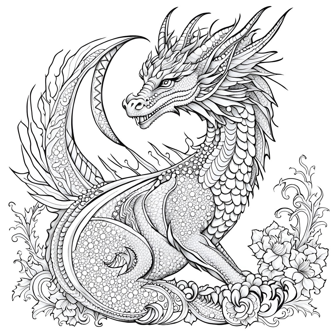 5 Coloring Pages of Dragons Mandala Dragons Like in House of the Dragon ...