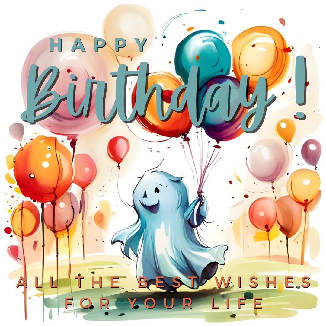 Printable Ghost Birthday Card Printable Digital Funny Birthday Card 5x5 ...