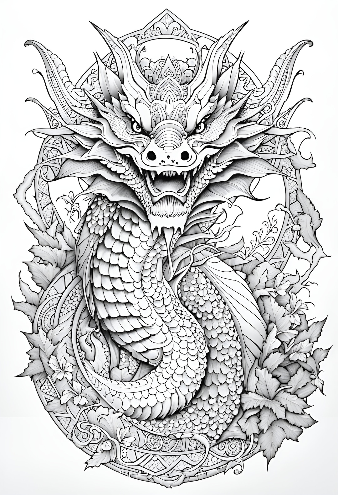 5 Coloring Pages of Dragons Mandala Dragons Like in House of the Dragon ...
