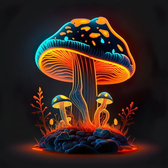 Neon Mushroom Wallpaper