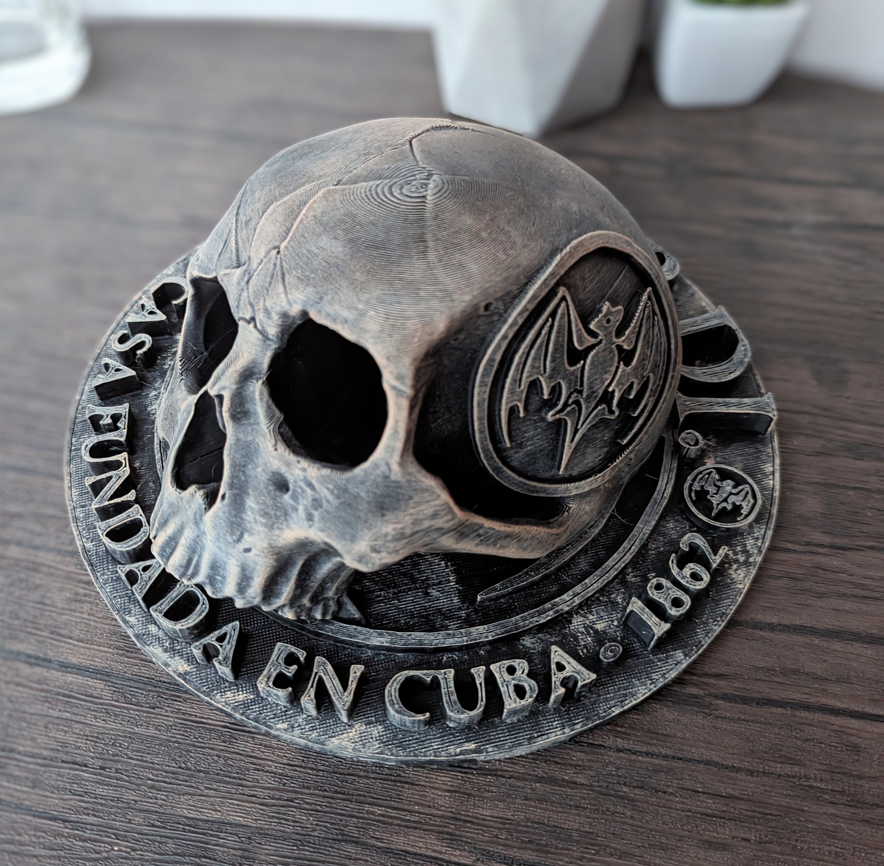 Bacardi Rum Skull With Bat Logo Bar Ornament Wall Hanging - Etsy