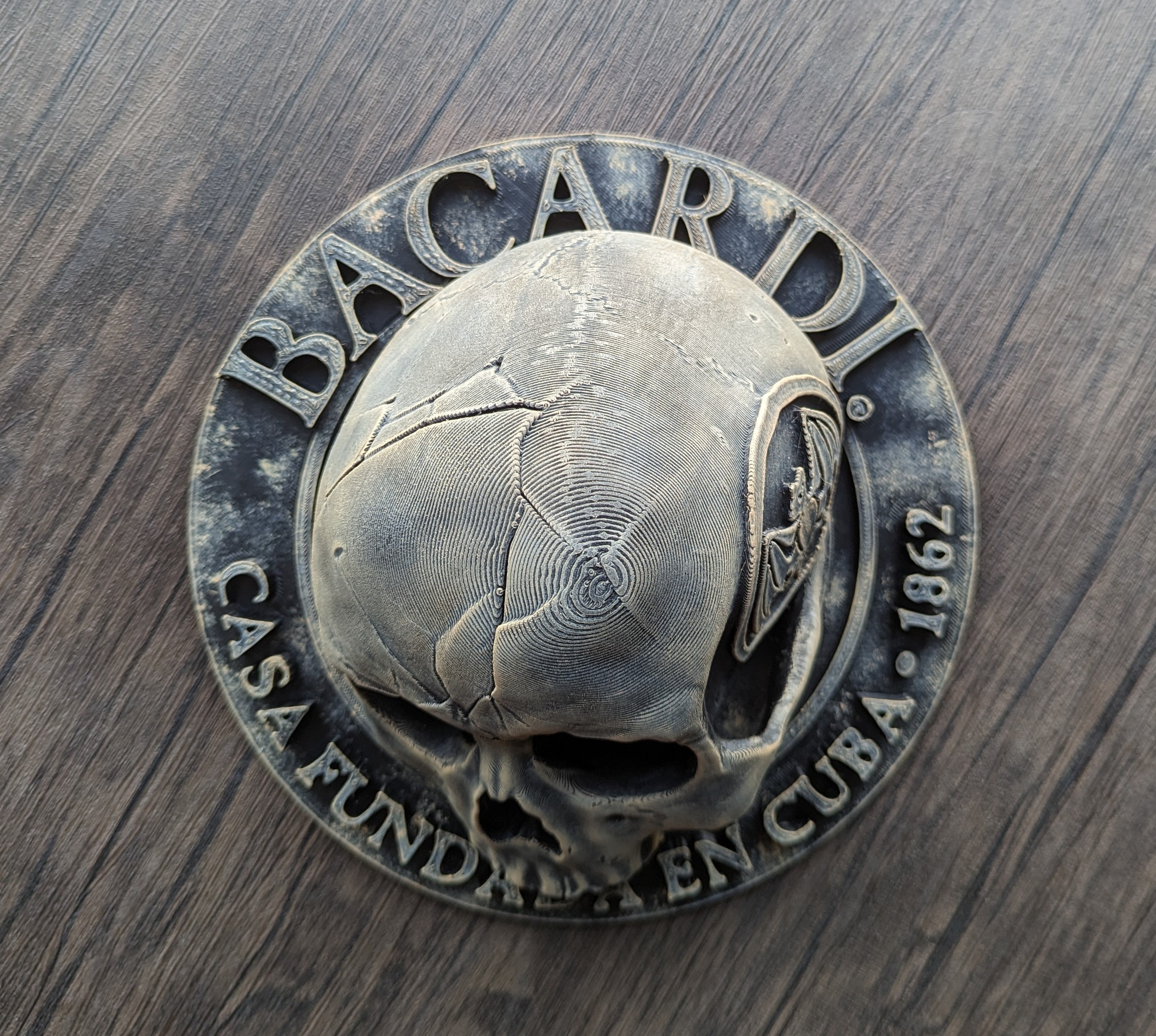 Bacardi Rum Skull With Bat Logo Bar Ornament Wall Hanging - Etsy