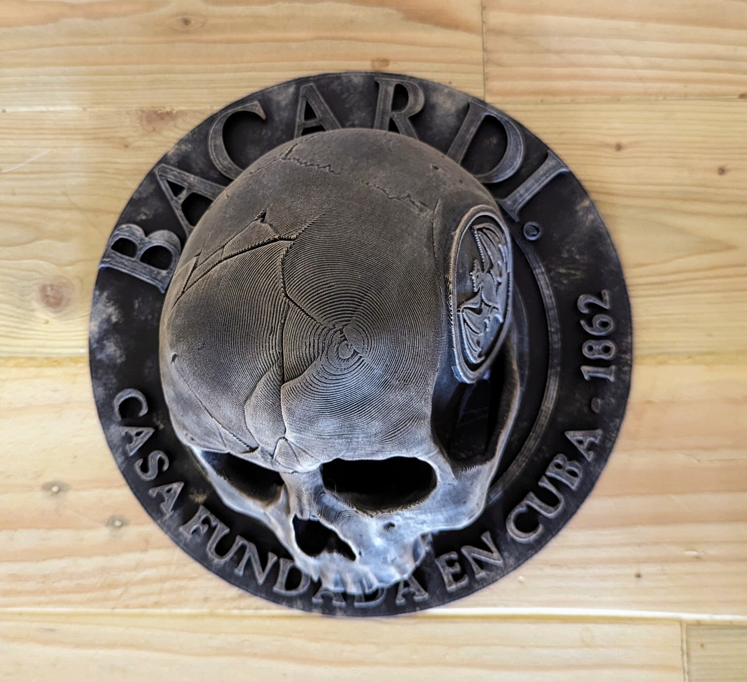 Bacardi Rum Skull With Bat Logo Bar Ornament Wall Hanging - Etsy