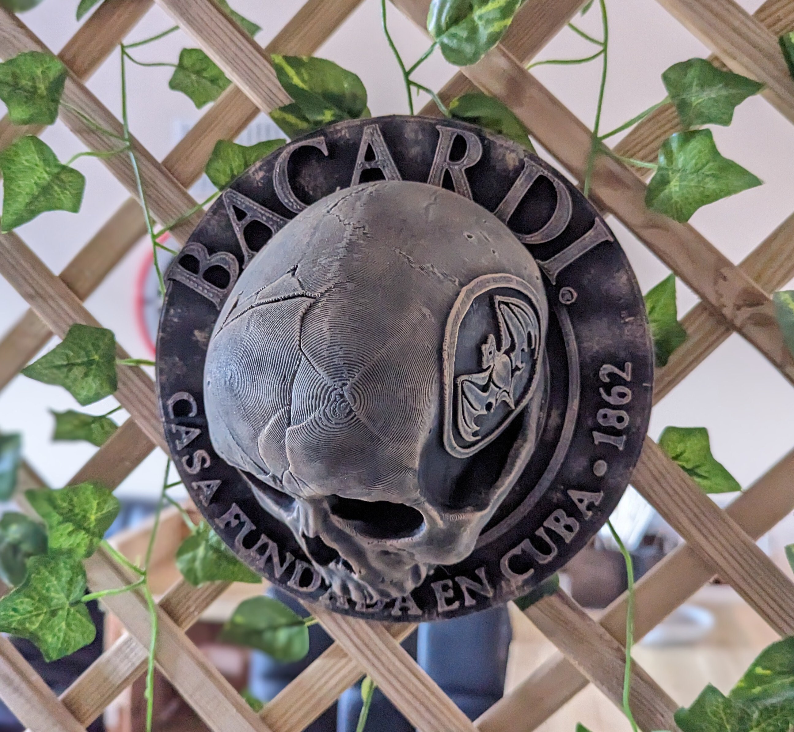 Bacardi Rum Skull With Bat Logo Bar Ornament Wall Hanging - Etsy