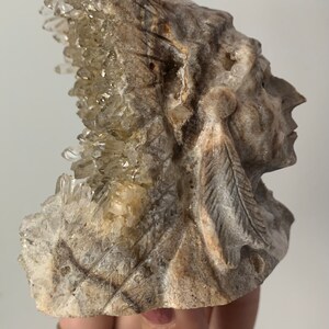 Indian Chief - Hand Carved - Raw Quartz Crystal Cluster Points - Druzy ...