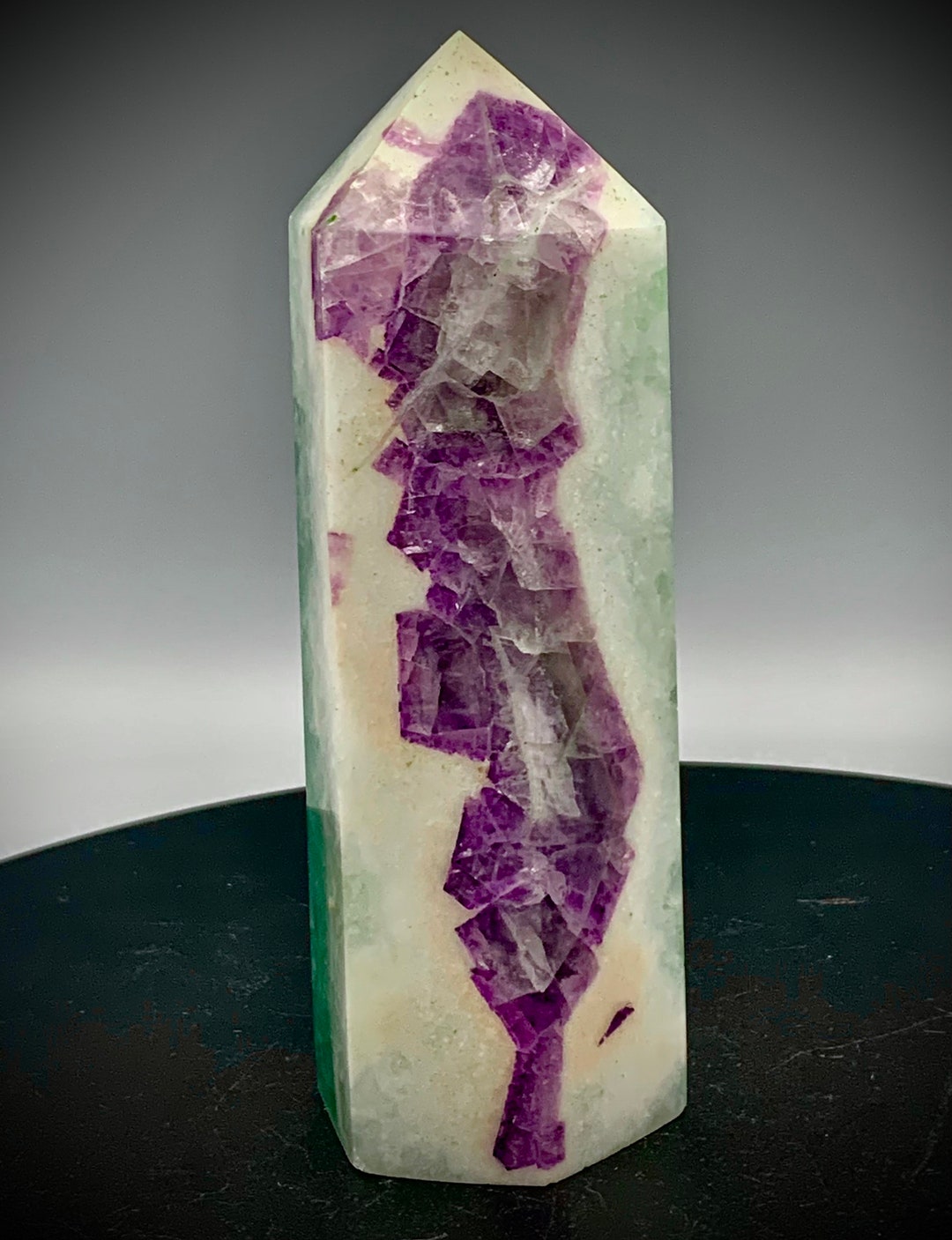 Fluorite Tower Rare Formation Purple Cubed in Front and Green in Back ...