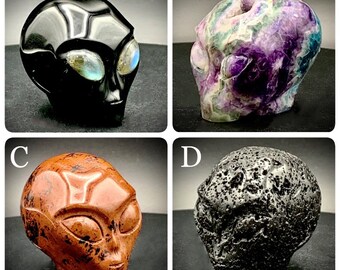 Hand Carved 4.1" HAMINE Star Being Female Alien Crystal Skull Companion ...